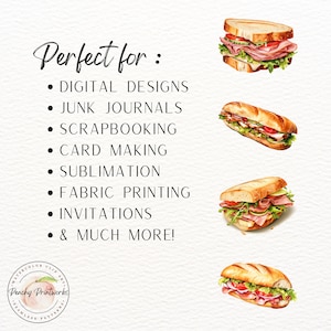 Sandwich Watercolor Clipart Bundle | Blt Sub Sandwich Clipart | Lunch ...
