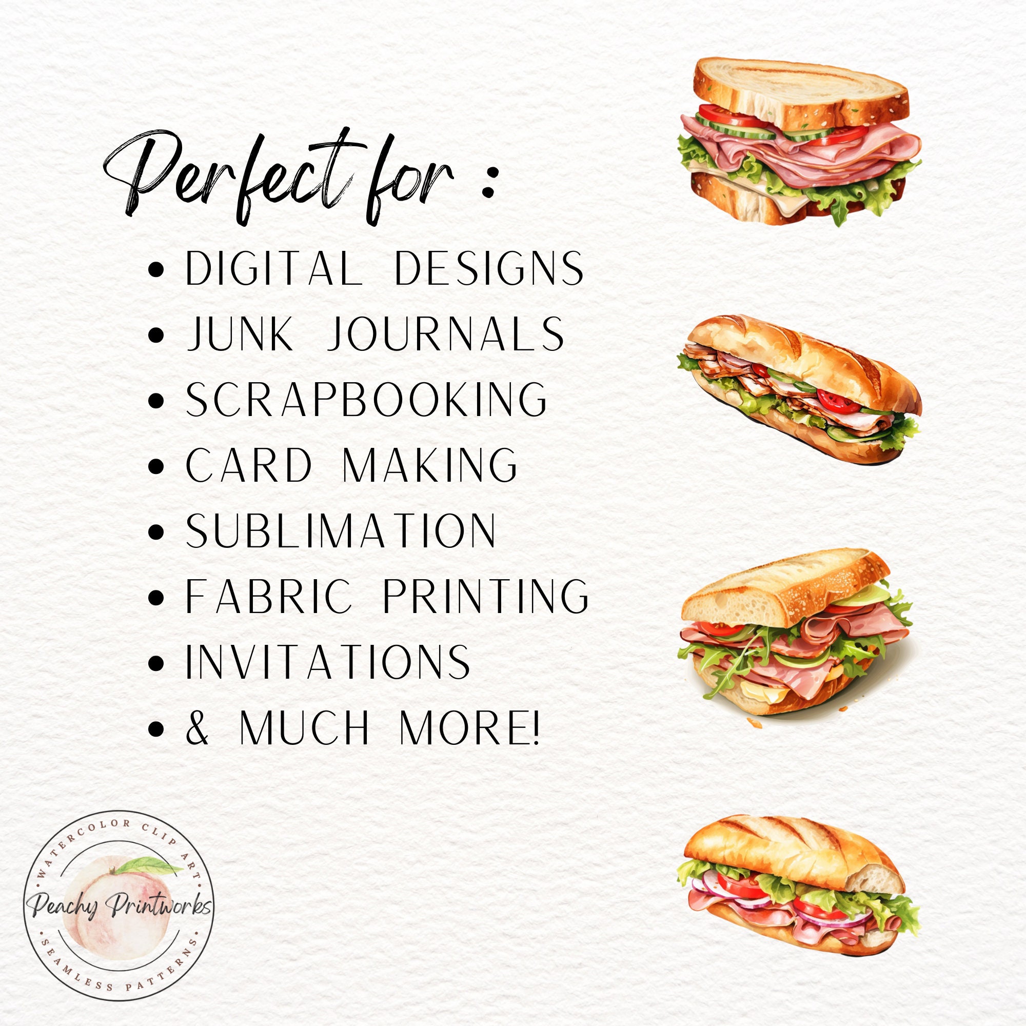 Sandwich Watercolor Clipart Bundle | Blt Sub Sandwich Clipart | Lunch ...