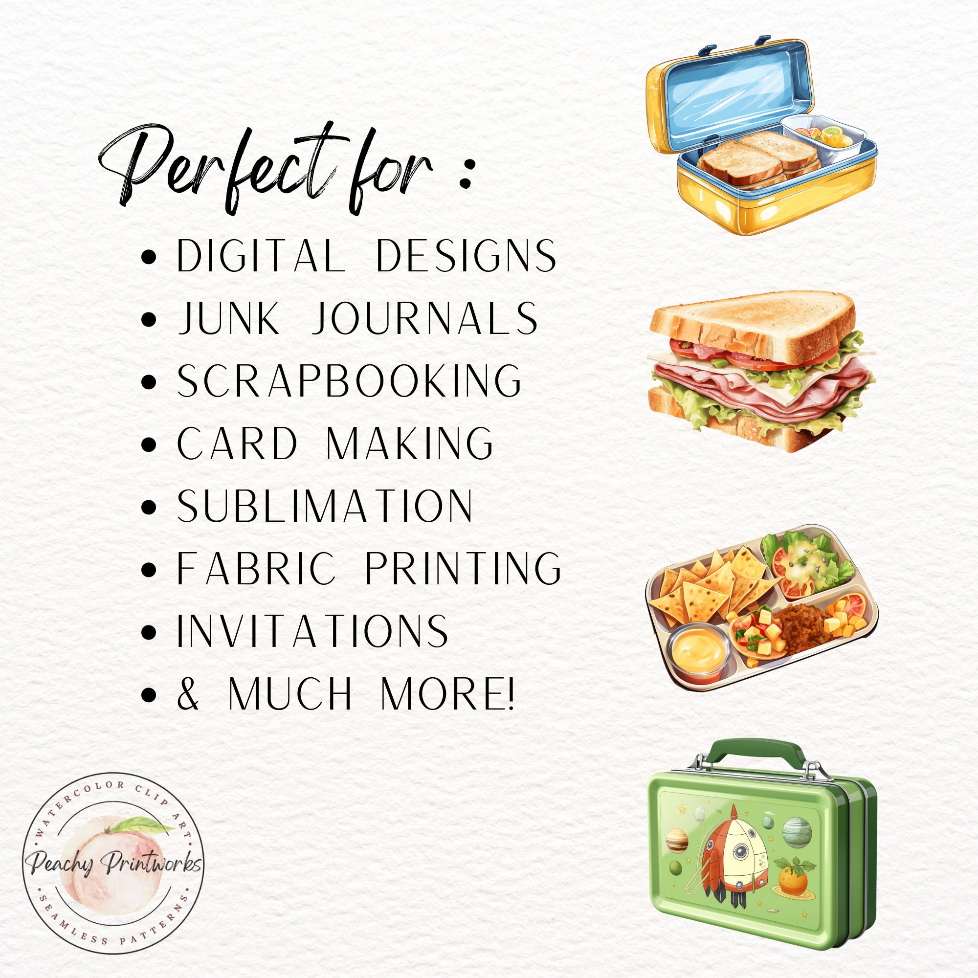 School Lunch Watercolor Clipart Bundle Lunchbox PNG - Etsy