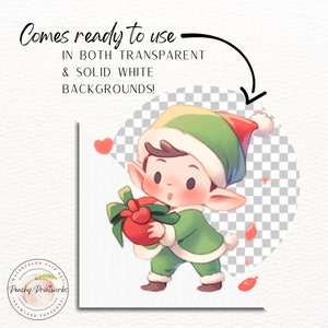 Happy Christmas Elf Watercolor Clipart | Holiday SVG | Winter PNG ...