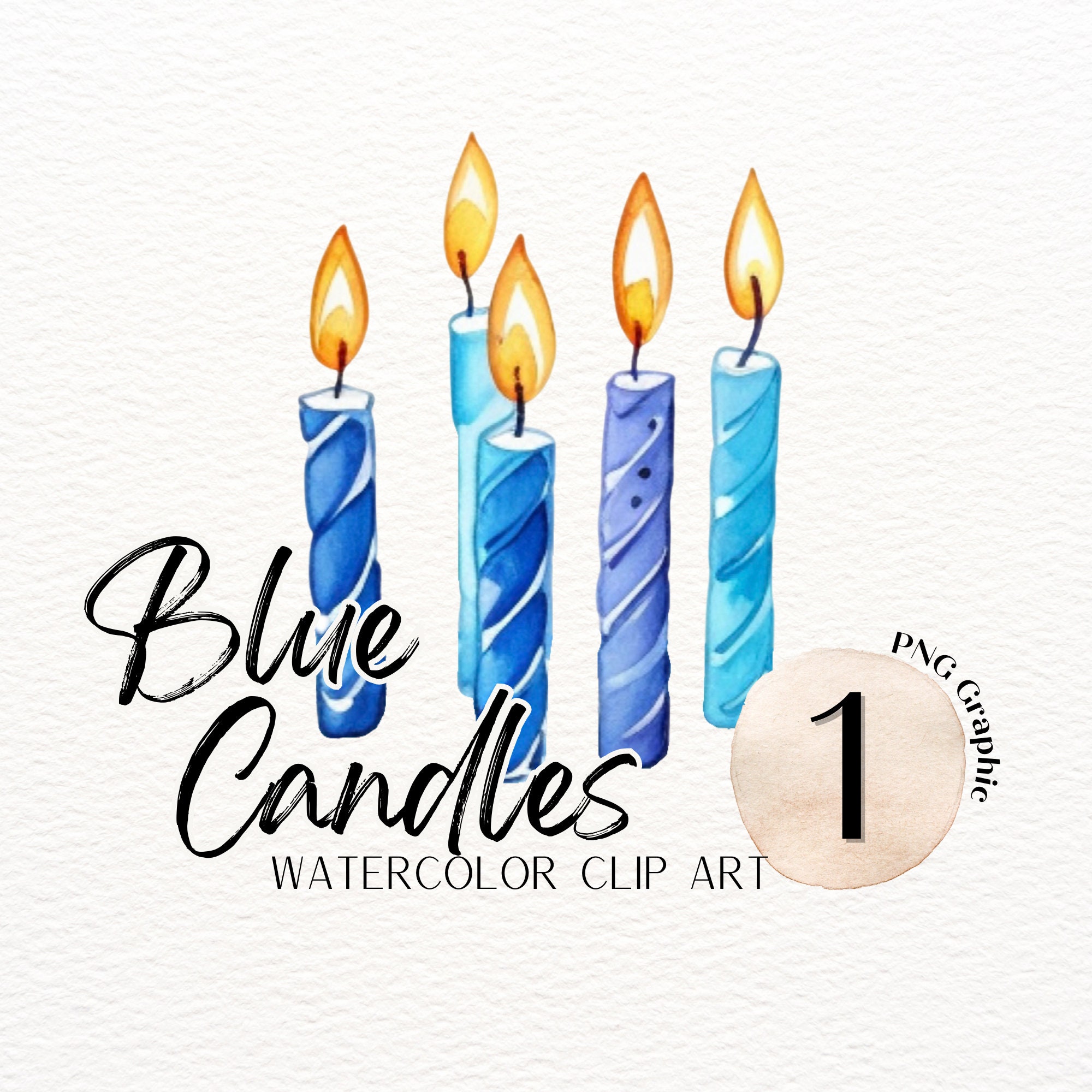 Blue Candle Clipart Watercolor PNG Birthday Clipart - Etsy