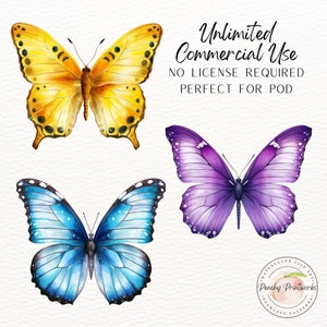 Colorful Butterflies Watercolor Clipart Bundle | Butterfly PNG | Bugs ...