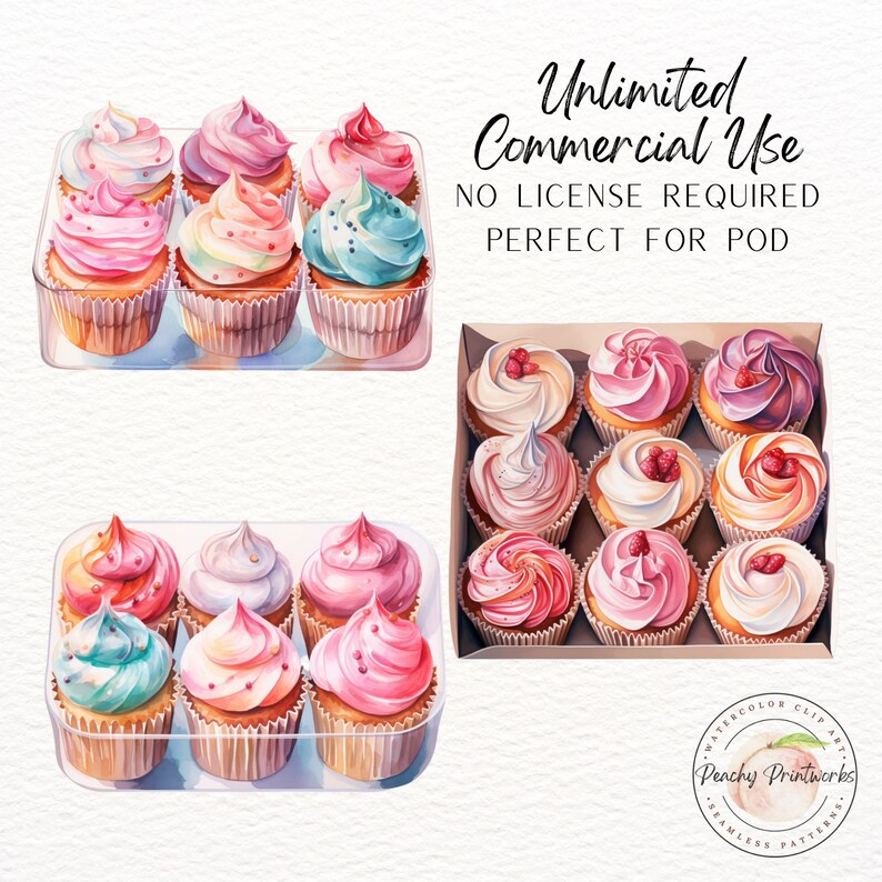 Cupcake Watercolor Clipart Bundle Cake SVG Dessert Clipart - Etsy