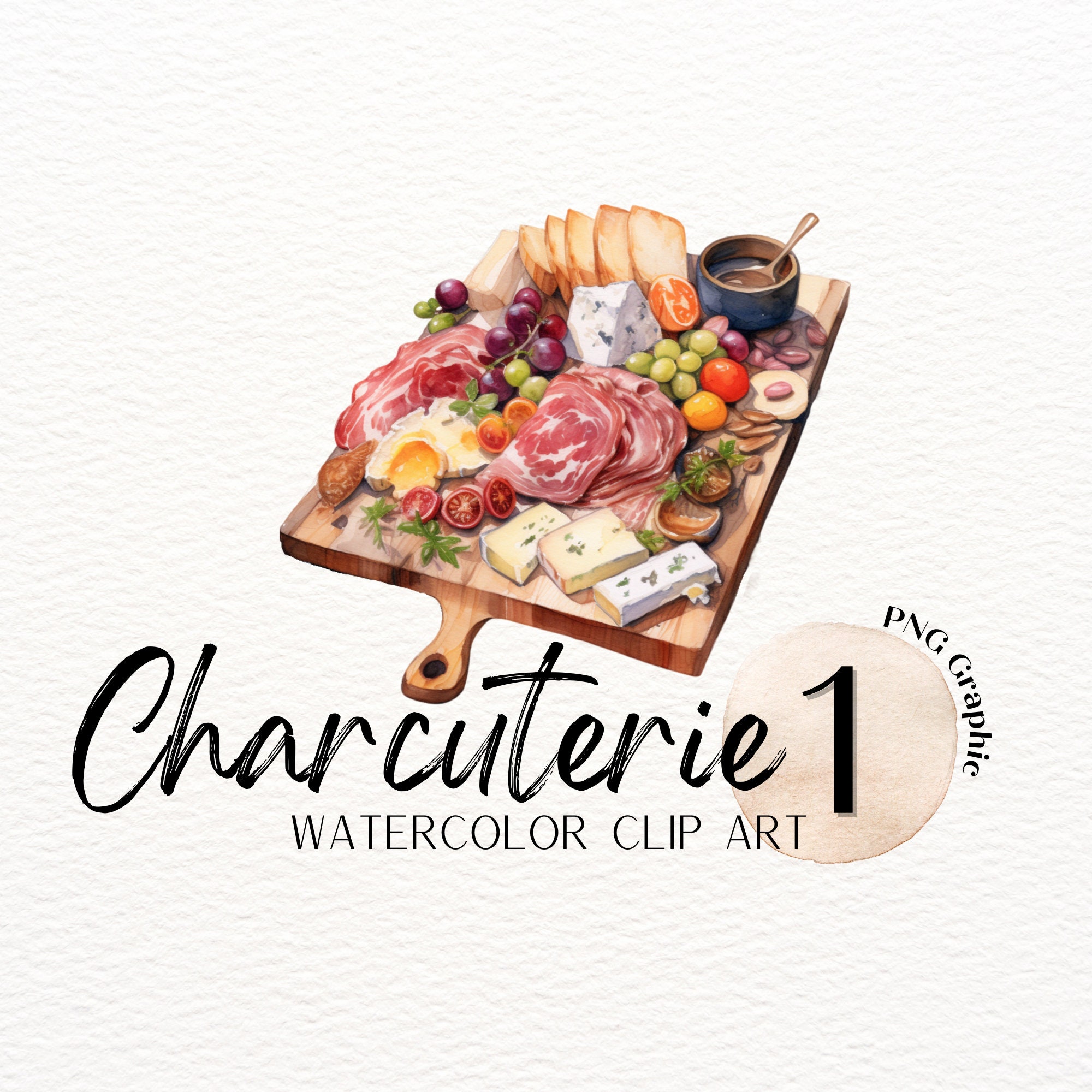 Charcuterie Board Watercolor Clipart Meat and Cheese Tray - Etsy