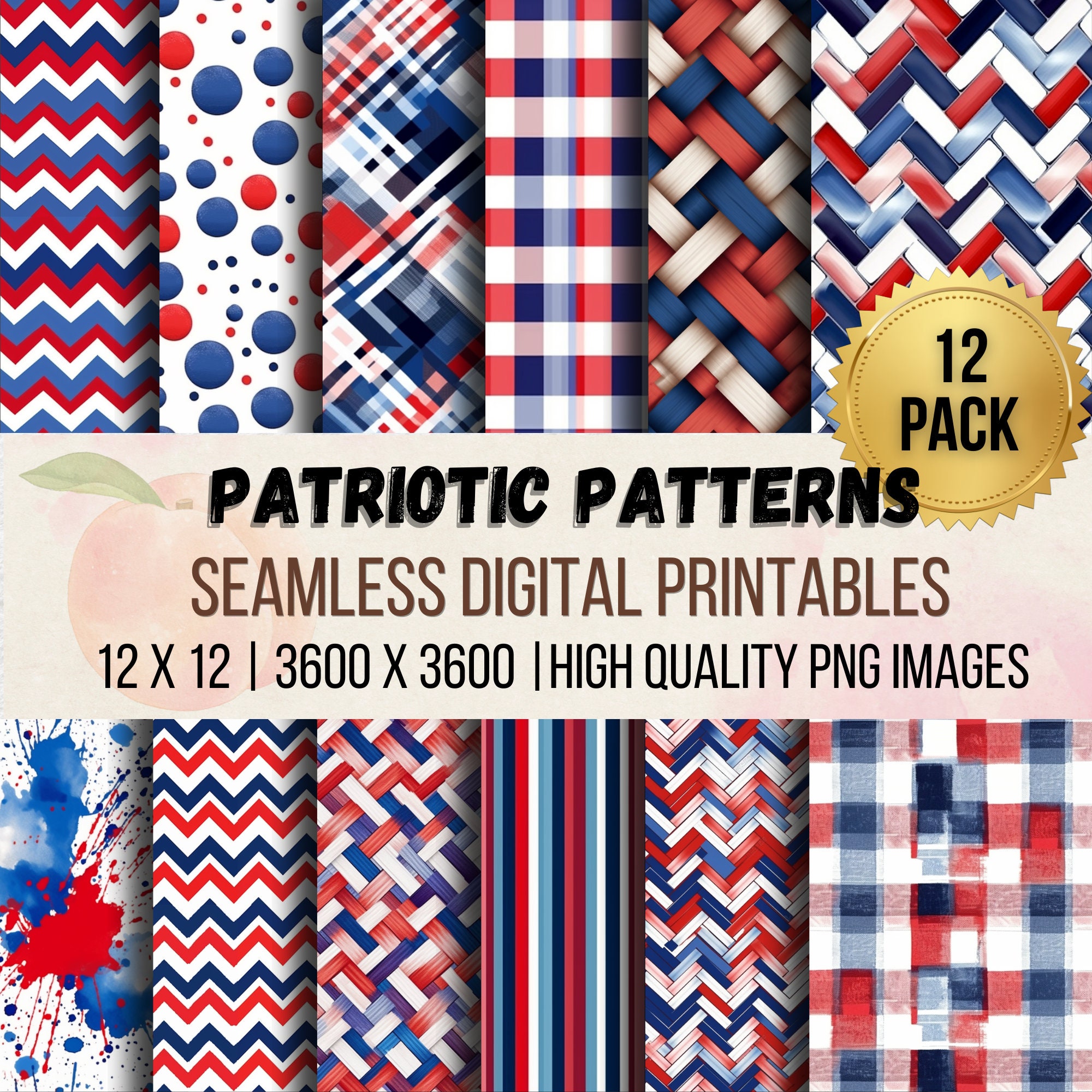 PATRIOTIC PATTERNS : Printable Pattern, Seamless Design, Background ...