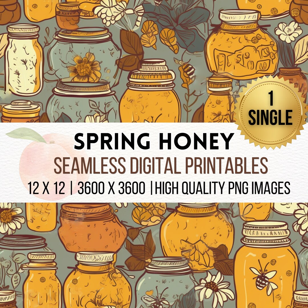 SPRING HONEY: Printable Pattern, Seamless Design, Background, Digital ...