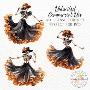 Dancing Skeletons Watercolor Clipart Bundle | Halloween PNG | Dance SVG ...