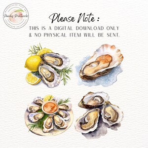 Oysters Watercolor Clipart Bundle | Seafood Digital Download | Food ...