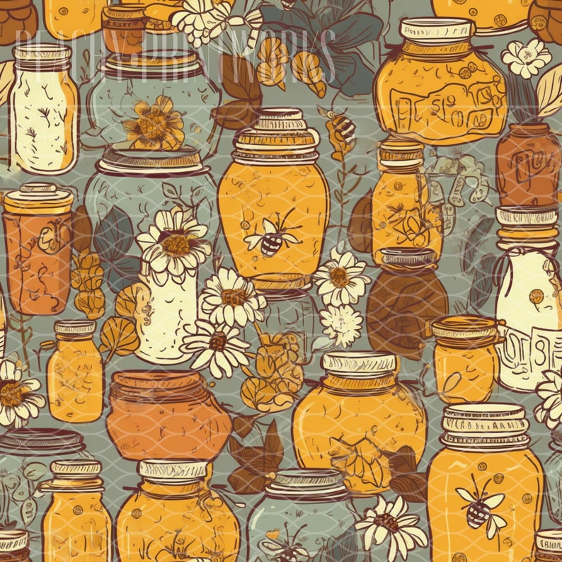 SPRING HONEY: Printable Pattern Seamless Design Background - Etsy