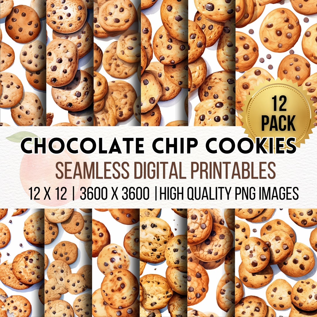 Chocolate Chip Cookies Printable Pattern, Seamless Design, Background ...