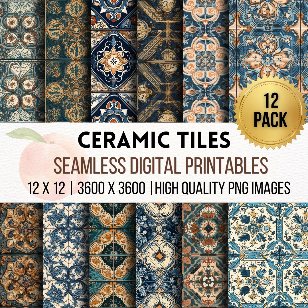 CERAMIC TILES : Printable Pattern, Seamless Design, Background, Digital ...