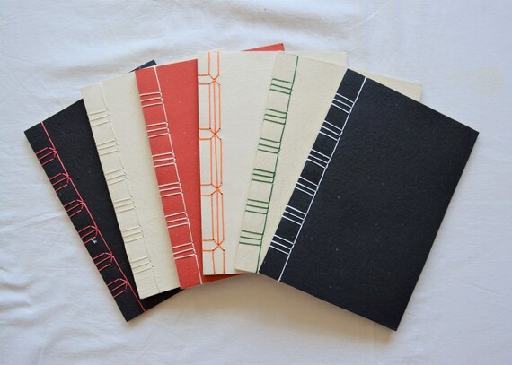 Hand Stitched Pocket Notebook 3 Small Handmade Notebooks with Recycled ...