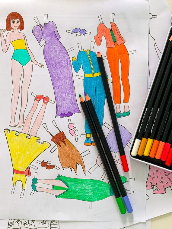 Paper Doll Coloring Pages Printable Digital Download | Etsy