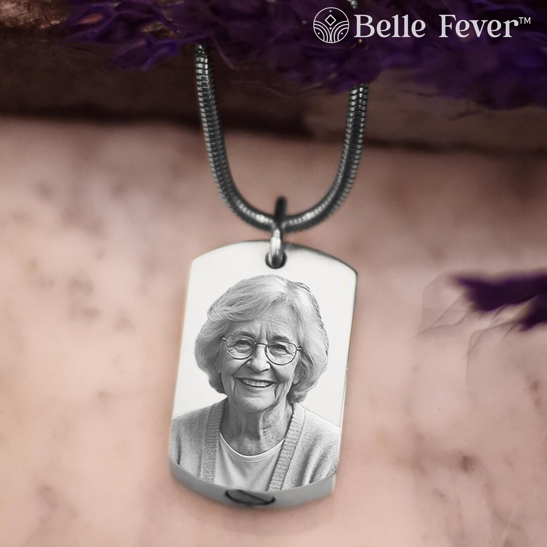 Cremation Memorial Tag Necklace, Custom Engraved Photo Pendant ...
