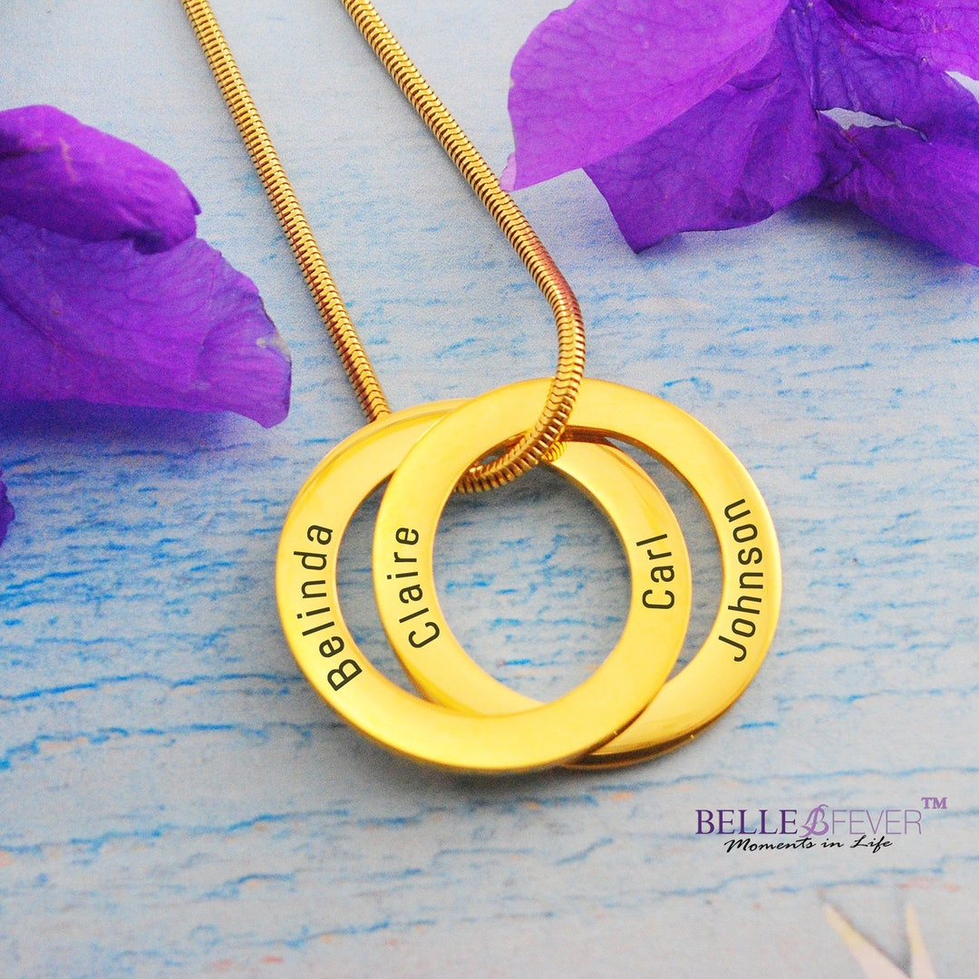 Belle Fever Interlinked Love 2 Rings Necklace | Personalised Unity ...