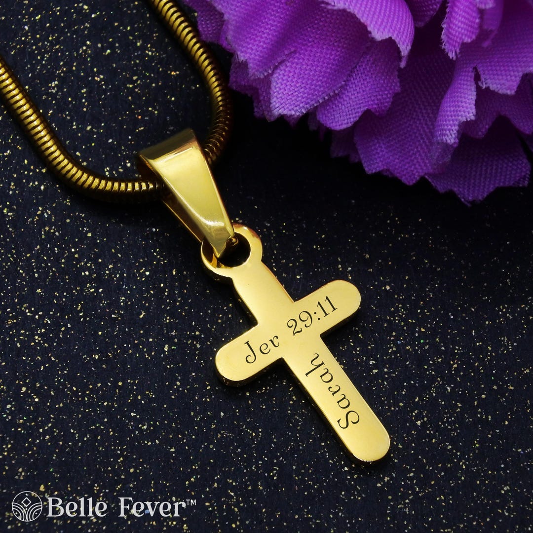Personalized Engraved Cross Name Necklace - Custom Religious Pendant ...
