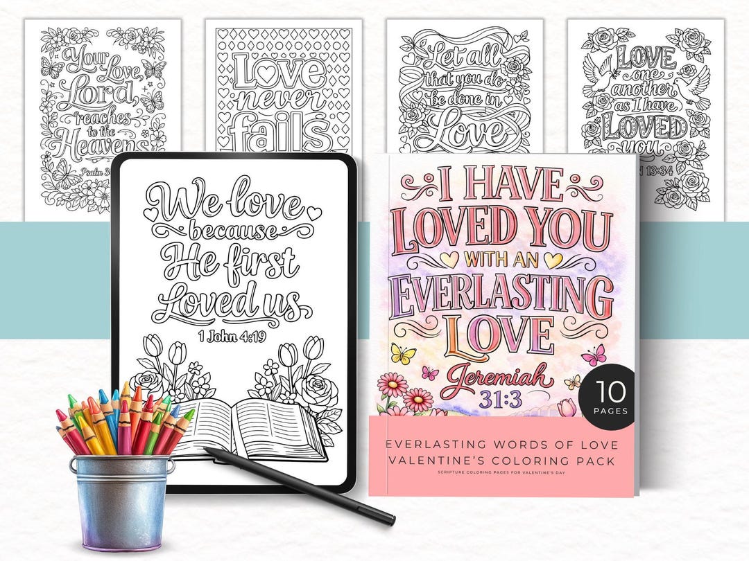 Christian Valentine Coloring Book for Women, Bible Verse Coloring Pages ...