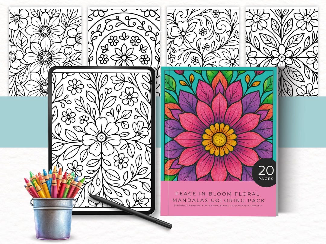 Floral Mandalas Coloring Book, Peace in Bloom Coloring Pages, Peaceful ...
