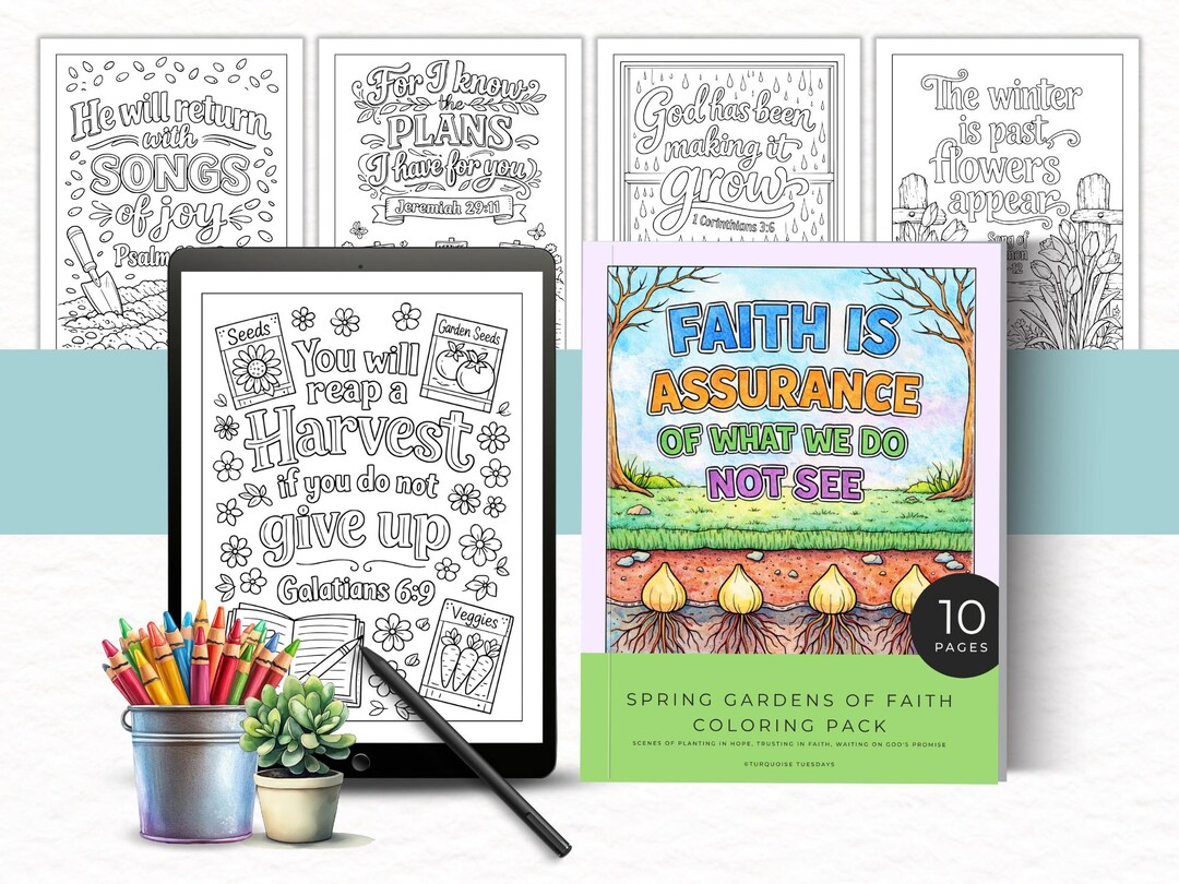 Spring Coloring Pages, Spring Gardens of Faith Coloring Book, Relaxing ...
