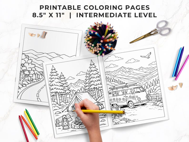 Mountain Landscape Coloring Pages Printable, Mountains Majesty Coloring ...