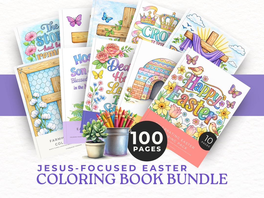 Jesus-focused Easter Coloring Book BUNDLE, Faith Based Coloring Pages ...