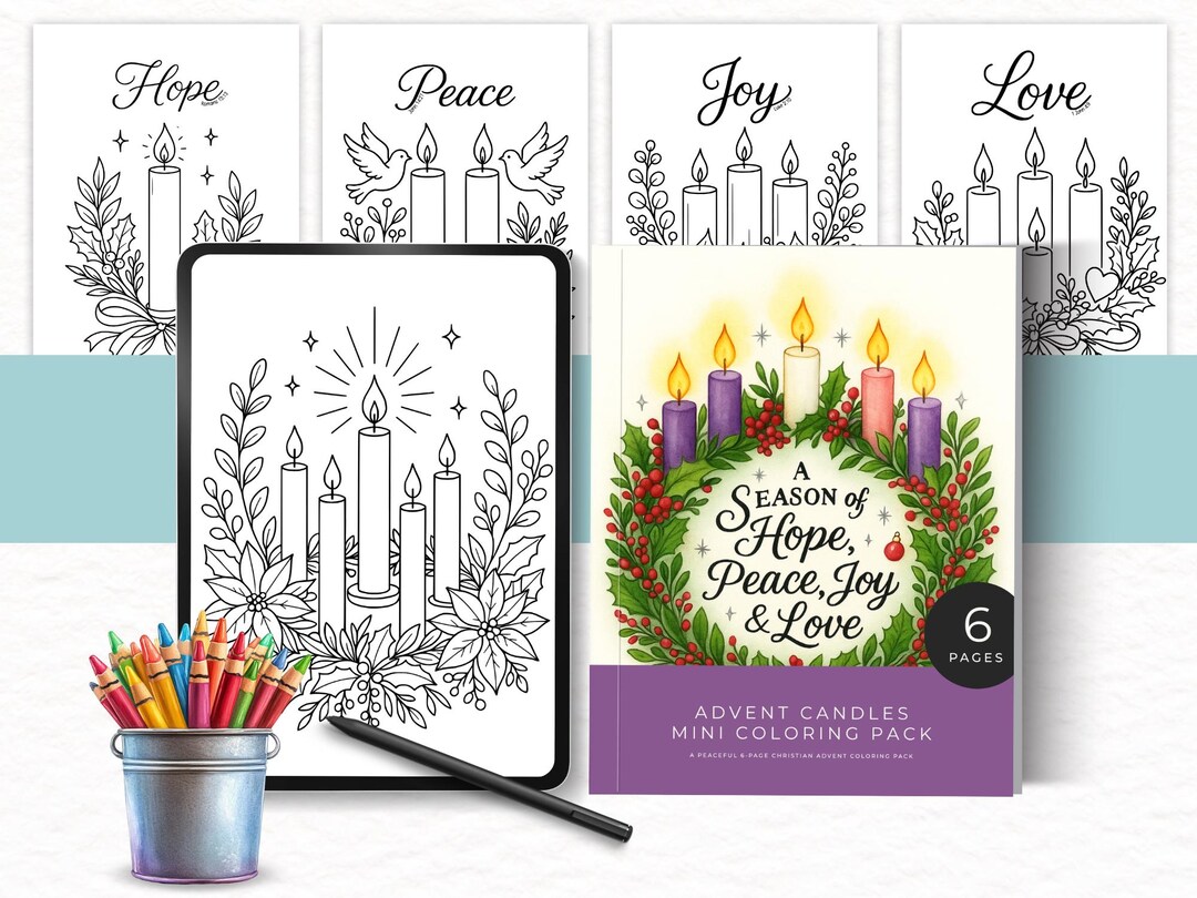 Advent Coloring Book for Christian Women, Advent Wreath and Candles ...