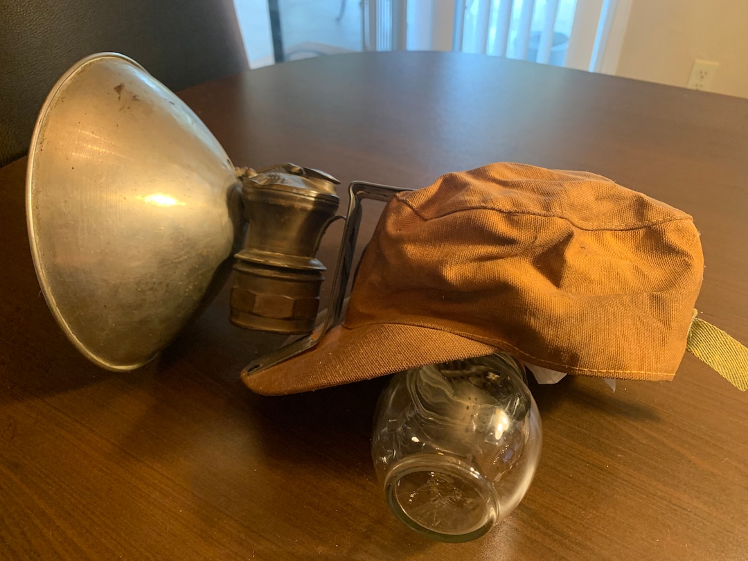 Coal Miner OLD coal Miners Hat W/carbide Lamp Underground Mine Lantern ...