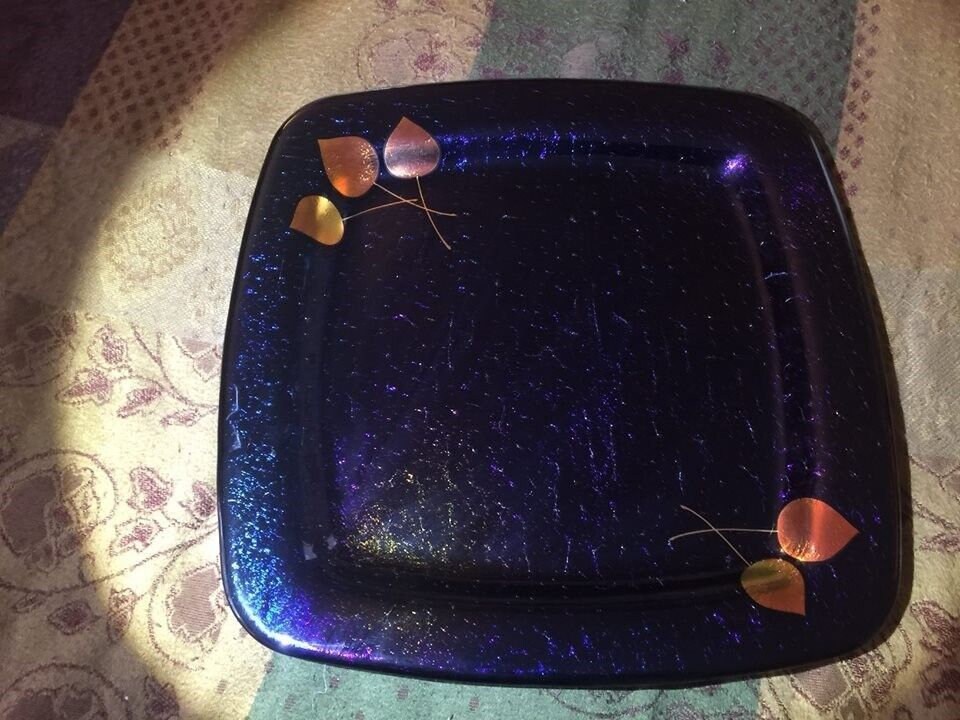 David Cuin Art Plate + Blue With Gold Leaf Vintage Hand Created ...