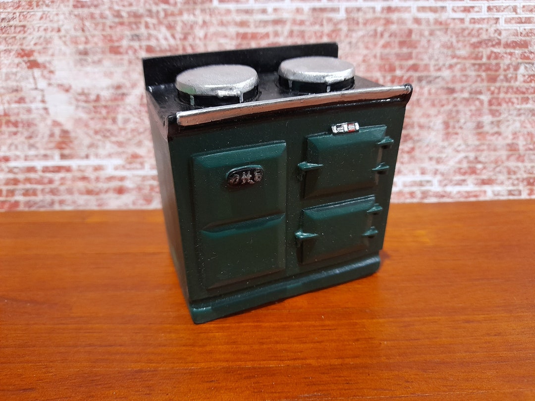 Dollhouse Miniature Dollhouse AGA Style Cooker Stove Oven Green 1:12 ...