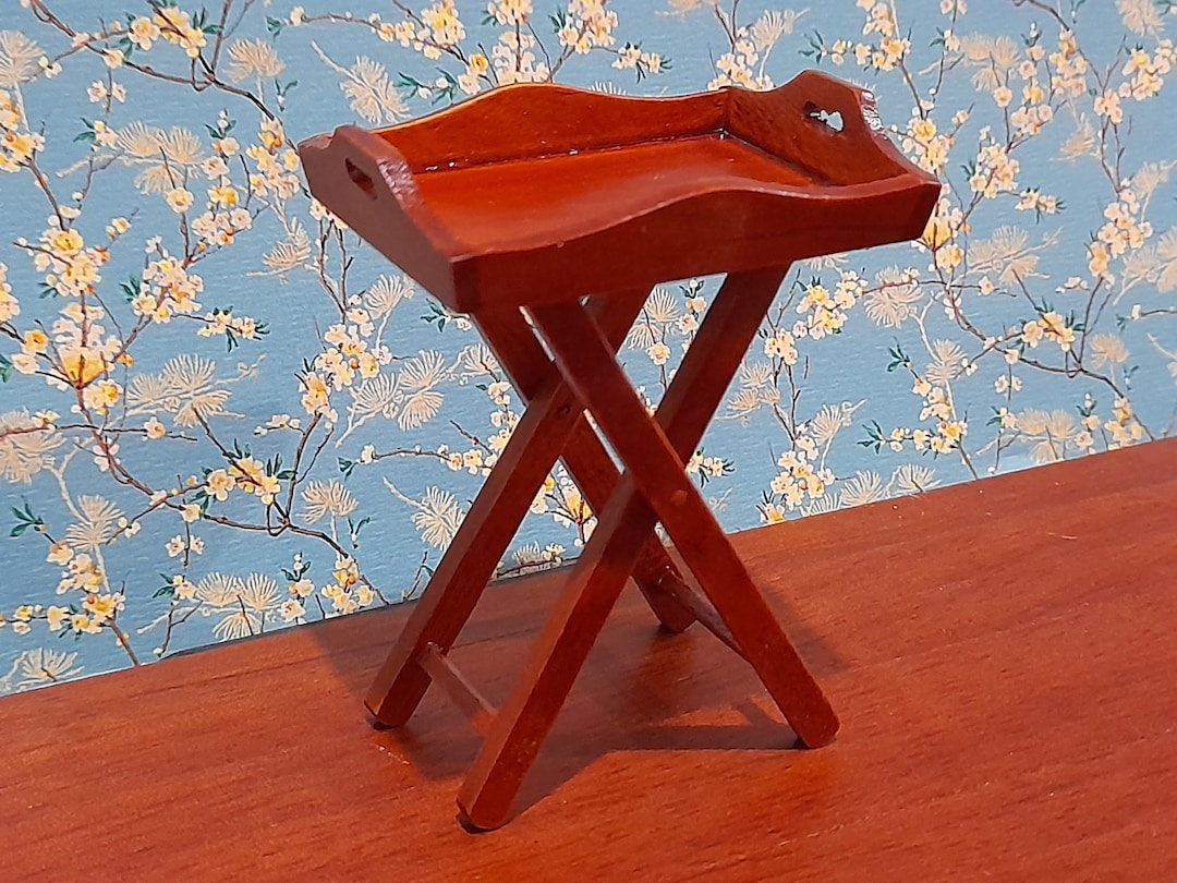 Dollhouse Miniature Fixed Tray Table Brown Stain 1:12 Scale - Etsy