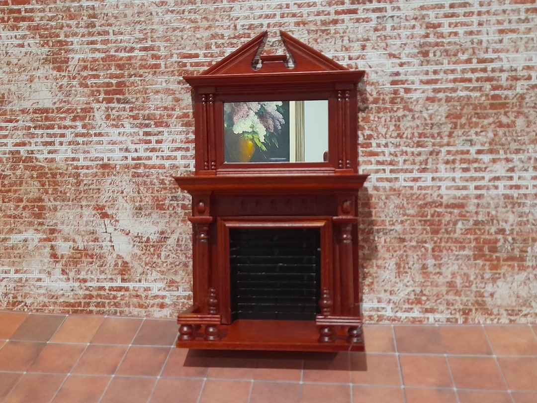 Dollhouse Miniature - Fireplace With Mirror and Pediment 1:12 Scale ...