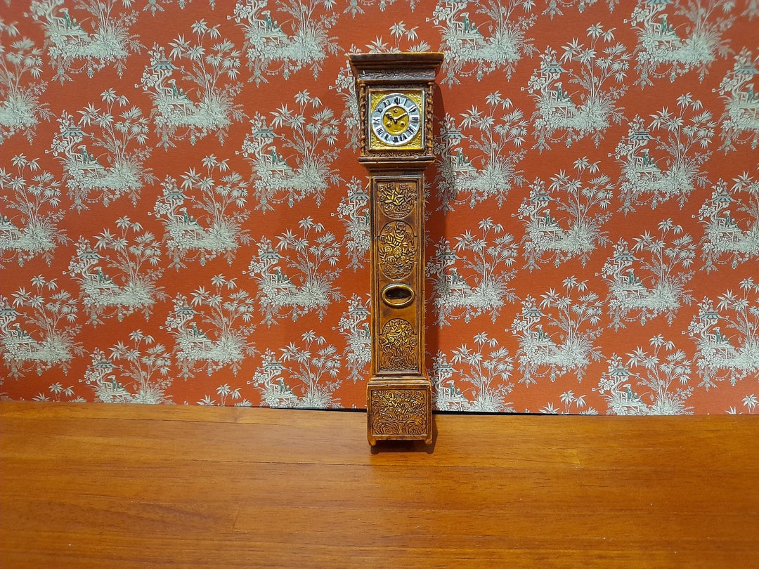 Dollhouse Miniature Ornately Carved Grandfather Clock Dolls House ...
