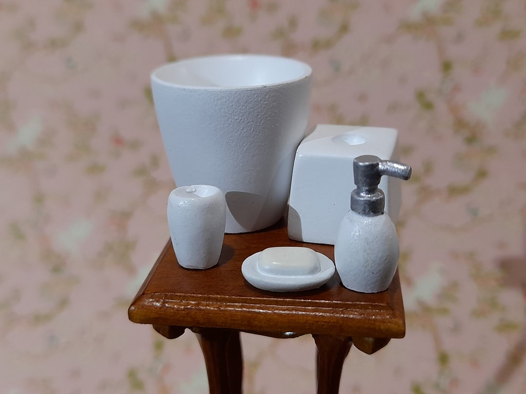 Dollhouse Miniature - 1:12 Scale - Resin Bath Accessory Set 5 Pieces - Etsy