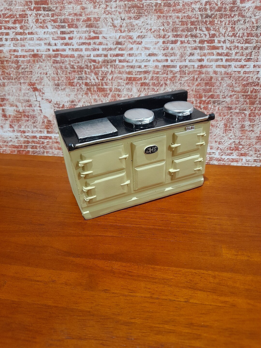 Dollhouse Miniature - Dollhouse AGA Style Cooker Stove Oven Cream 1:12 ...