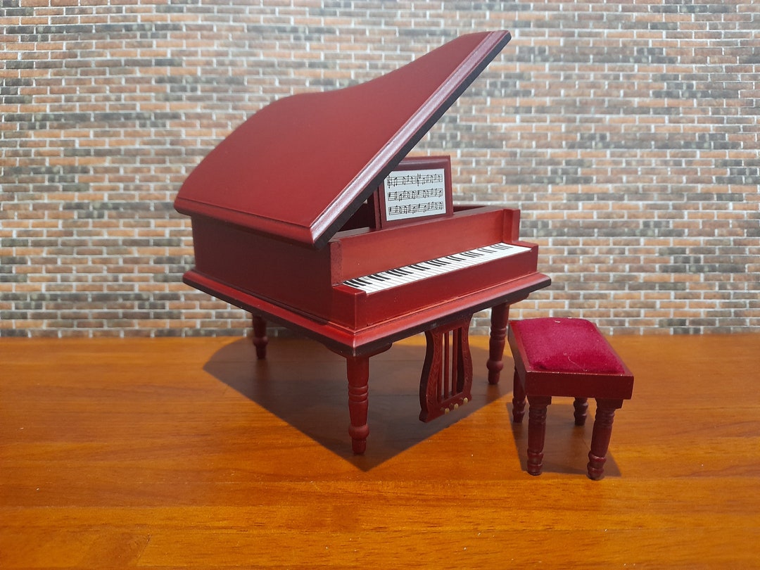 Dollhouse Miniature 1:12 Scale Mahogany Piano With Bench by Town Square ...