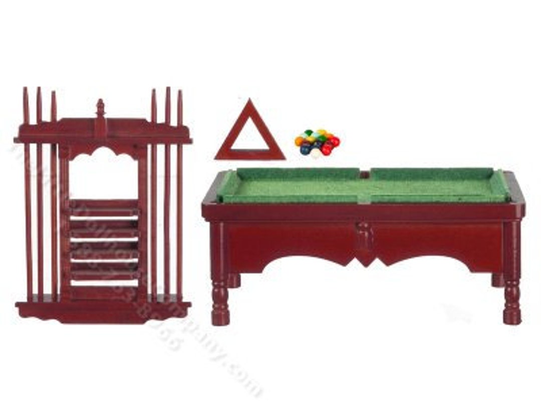 Dollhouse Miniature - Town Square Miniatures Mahogany Pool Table and ...