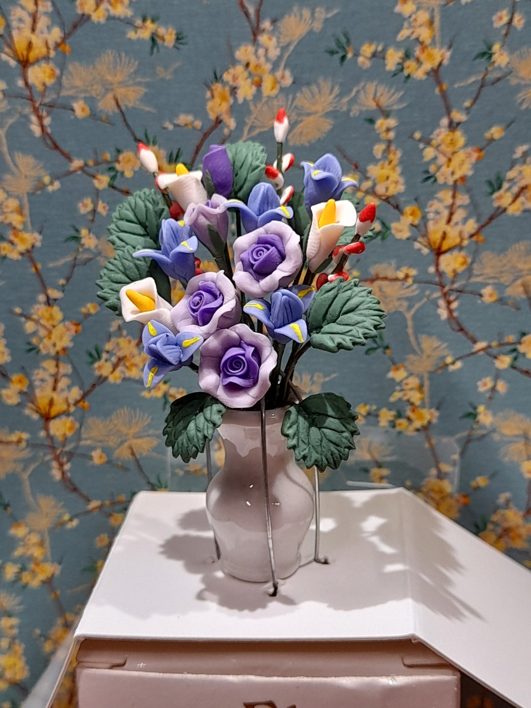 Dollhouse Miniature 1:12 Scale Flower Arrangement - Brand Mini Flowers ...