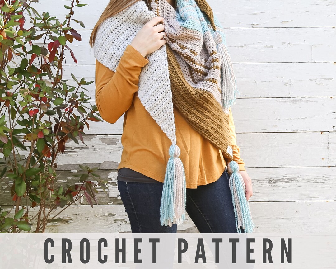 Crochet Triangle Scarf Pattern - Triangle Shawl Scarf - Boho Style ...