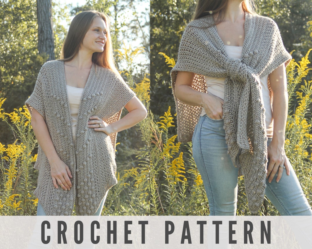 CROCHET PATTERN - Ruana Wrap Poncho Style With Unique Bobbles - Etsy