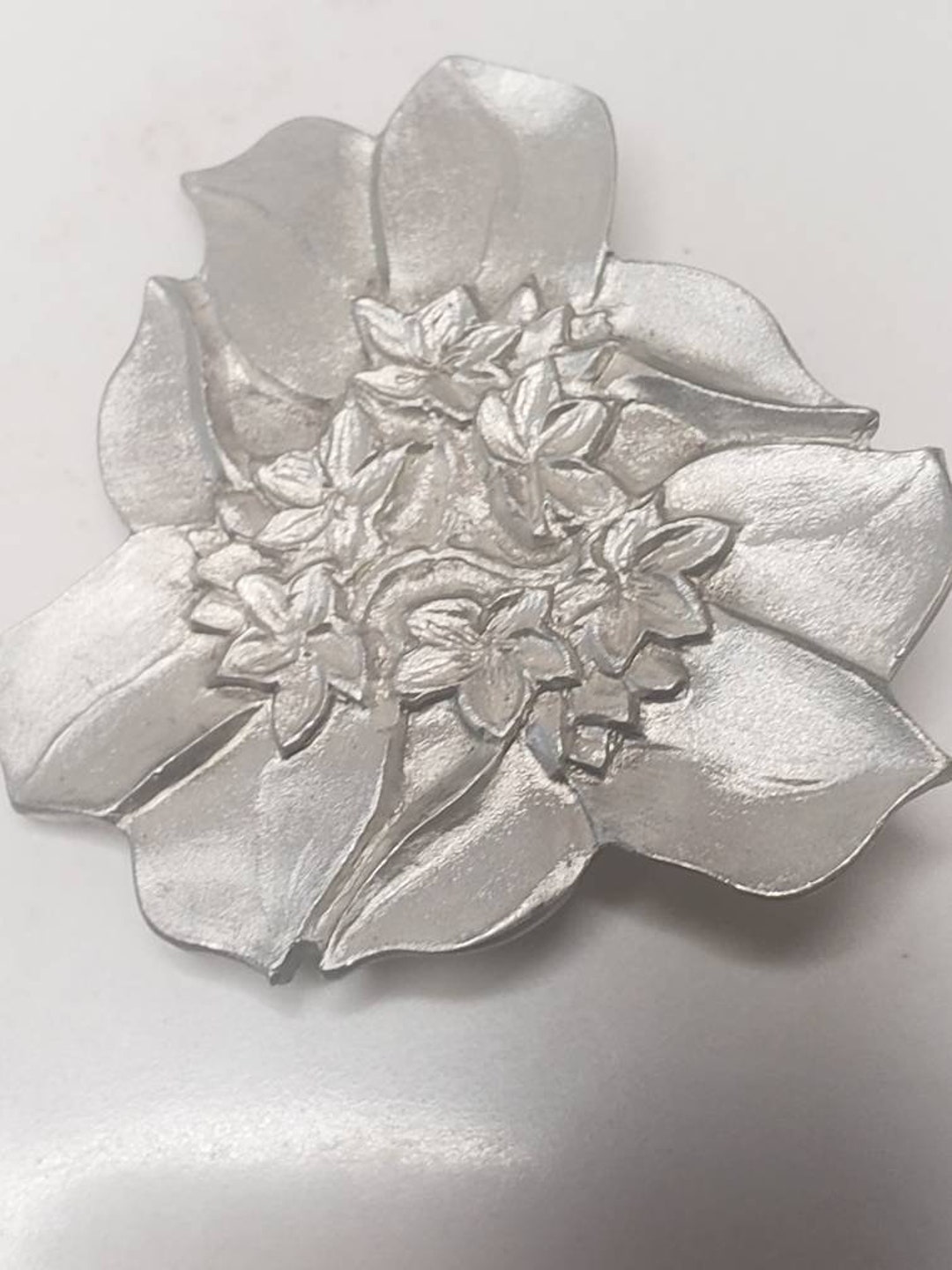 1988 Amos Pewter Canada Brooch Pin Vintage 1980s Jewelry Flowers Silver ...