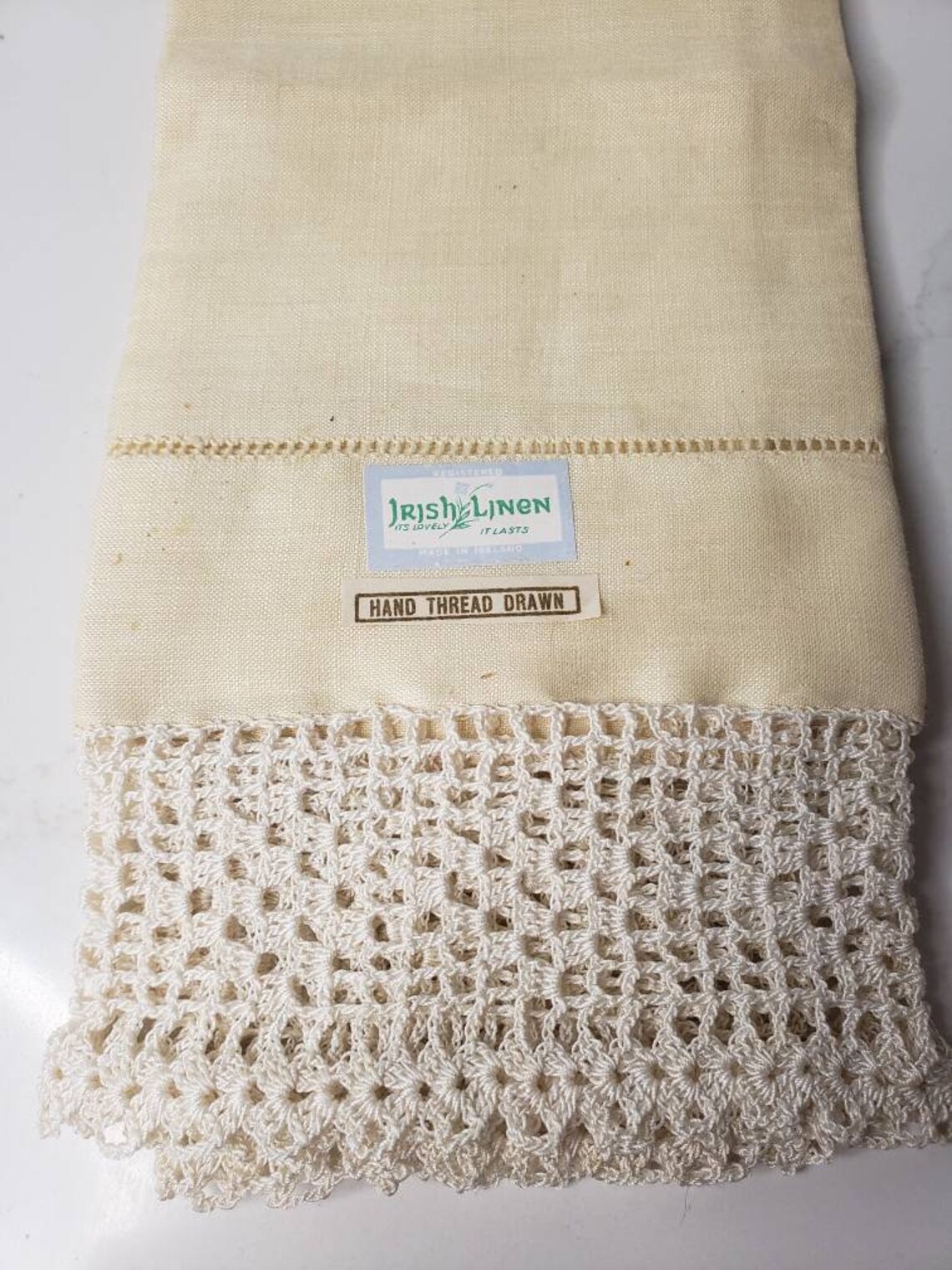 Irish Linen Hand Thread Drawn Vintage New "old Stock" Small Pillow Case ...