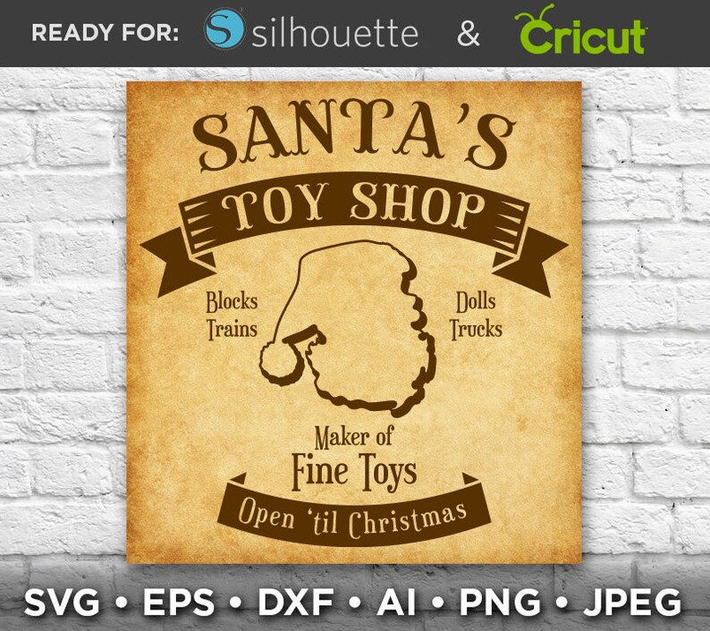 Santa Toy Shop Sign SVG Santa's Face SVG Santa's | Etsy