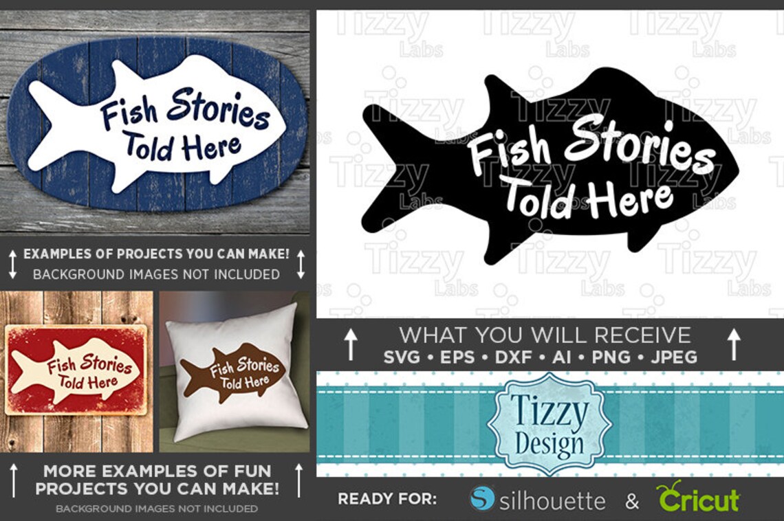 Fish Stories Told Here Svg File Sign Fishing Svg Fish - Etsy