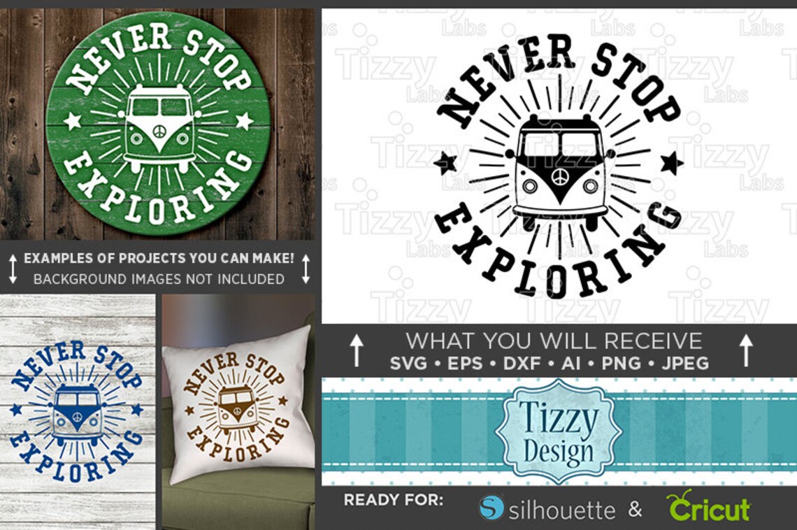 Never Stop Exploring SVG File Camper Van Svg Bus Camper | Etsy