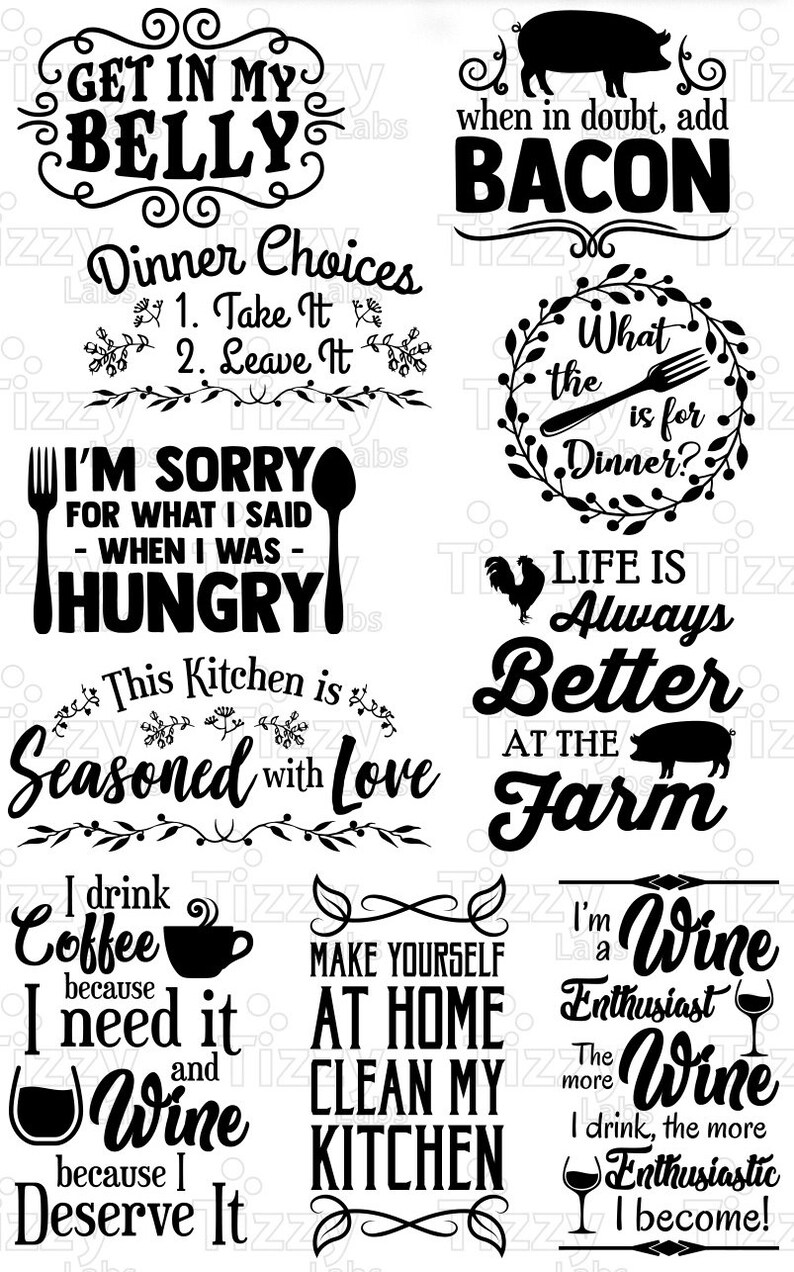Kitchen Wall Decor Svg Bundle Set 2 Kitchen Decor Svg Files | Etsy