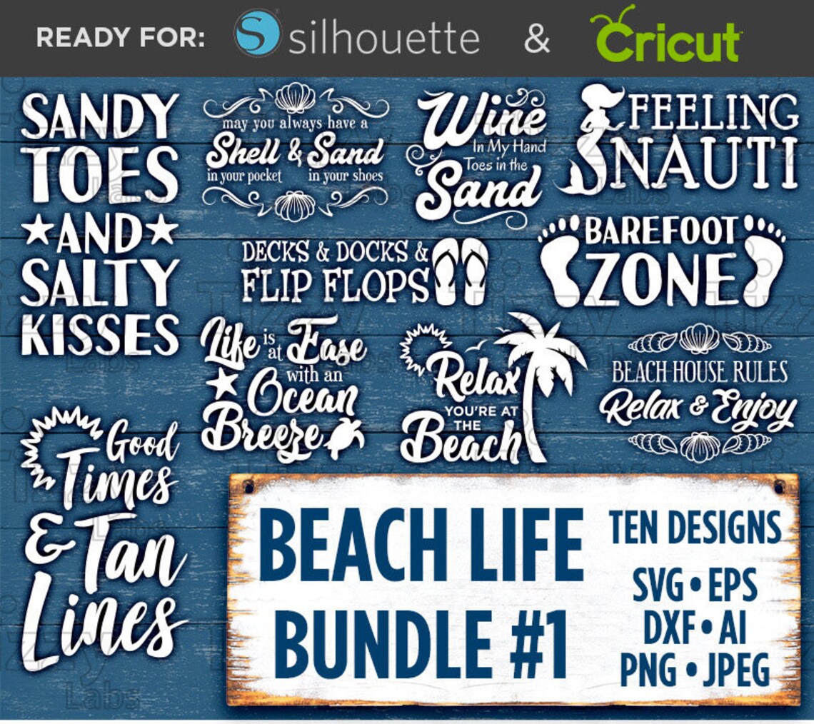 Beach Life Svg Bundle Set Beach Salt Signs Beach Decor Svg - Etsy