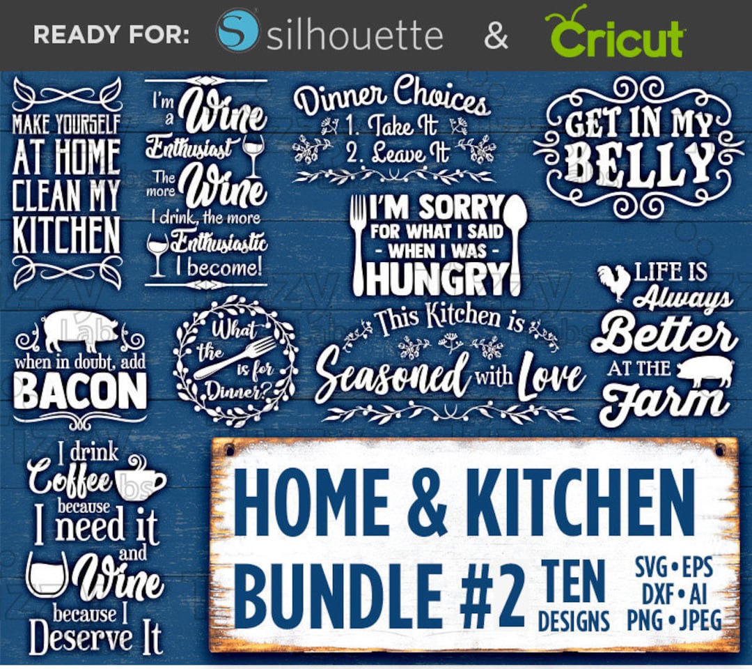 Kitchen Wall Decor Svg Bundle Set 2 Kitchen Decor Svg Files for Cricut ...