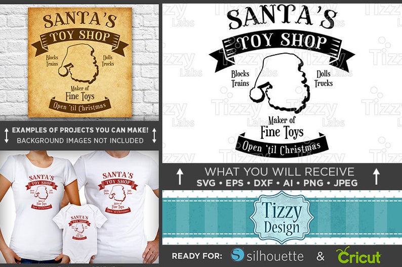 Santa Toy Shop Sign SVG Santa's Face SVG Santa's | Etsy