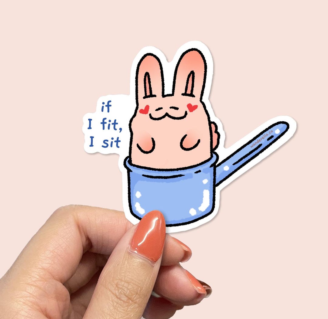 If I Fit, I Sit Sticker Cute Vinyl Decal for Laptop & Water Bottle ...