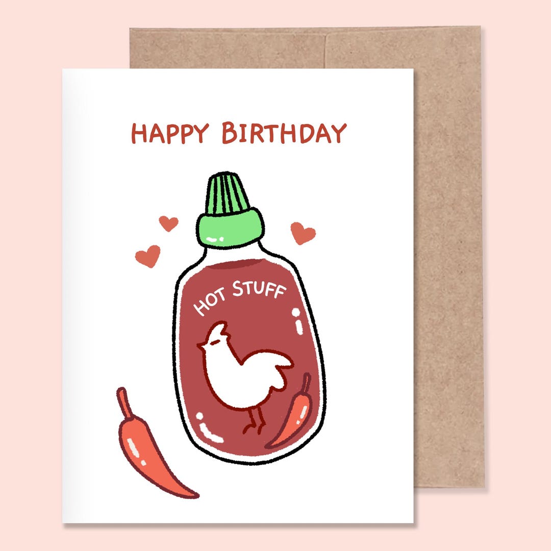 Happy Birthday Hot Stuff Greeting Card | Blank Card | Card W/envelope ...